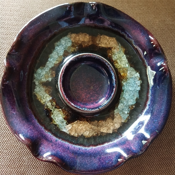Accents | Art Pottery Glass Infused Candle Plate | Poshmark
